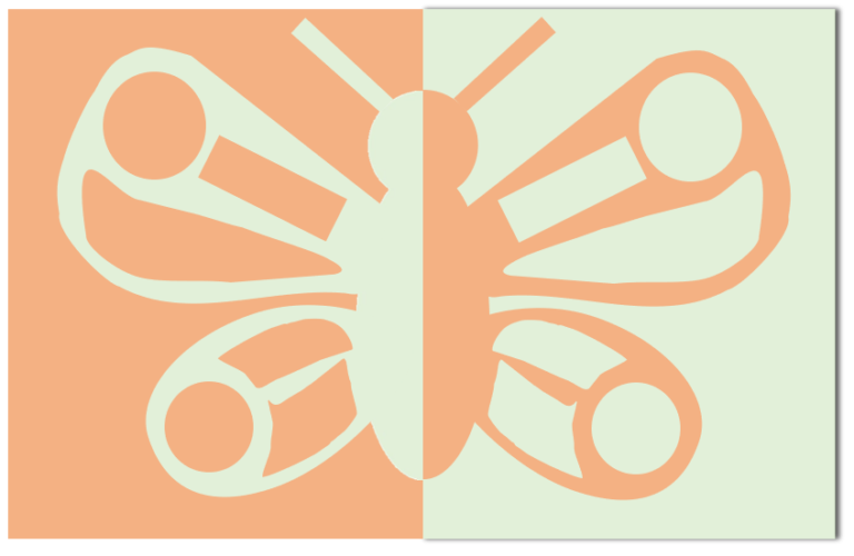 Butterfly Art Using Positive and Negative Space, and Symmetry