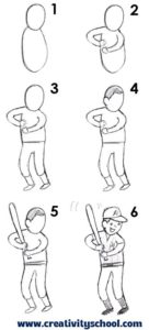 How To Draw A Baseball Player Pitching and Hitting
